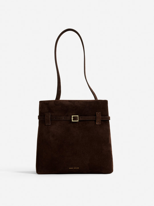 Mini Tote du Jour Deep Brown Suede by Manu Atelier